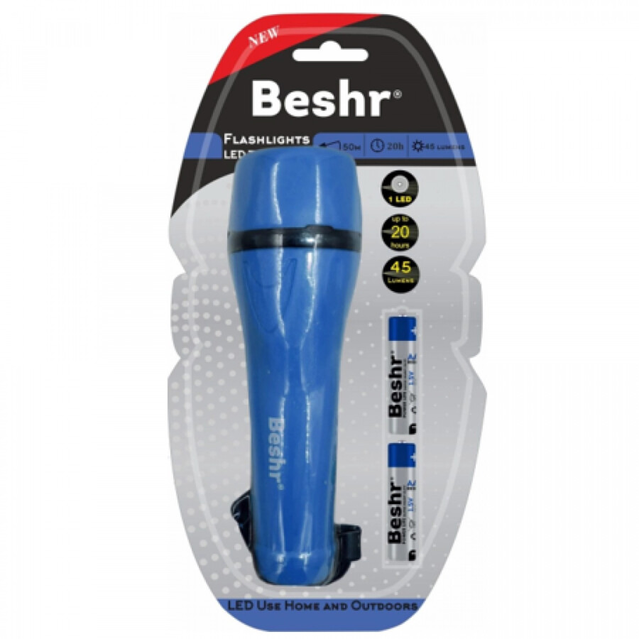 Купить Фонарь Beshr FLASHLIGHT LED TORCH PT1L2AA-2R6PBP (ЧЕРНЫЙ ...